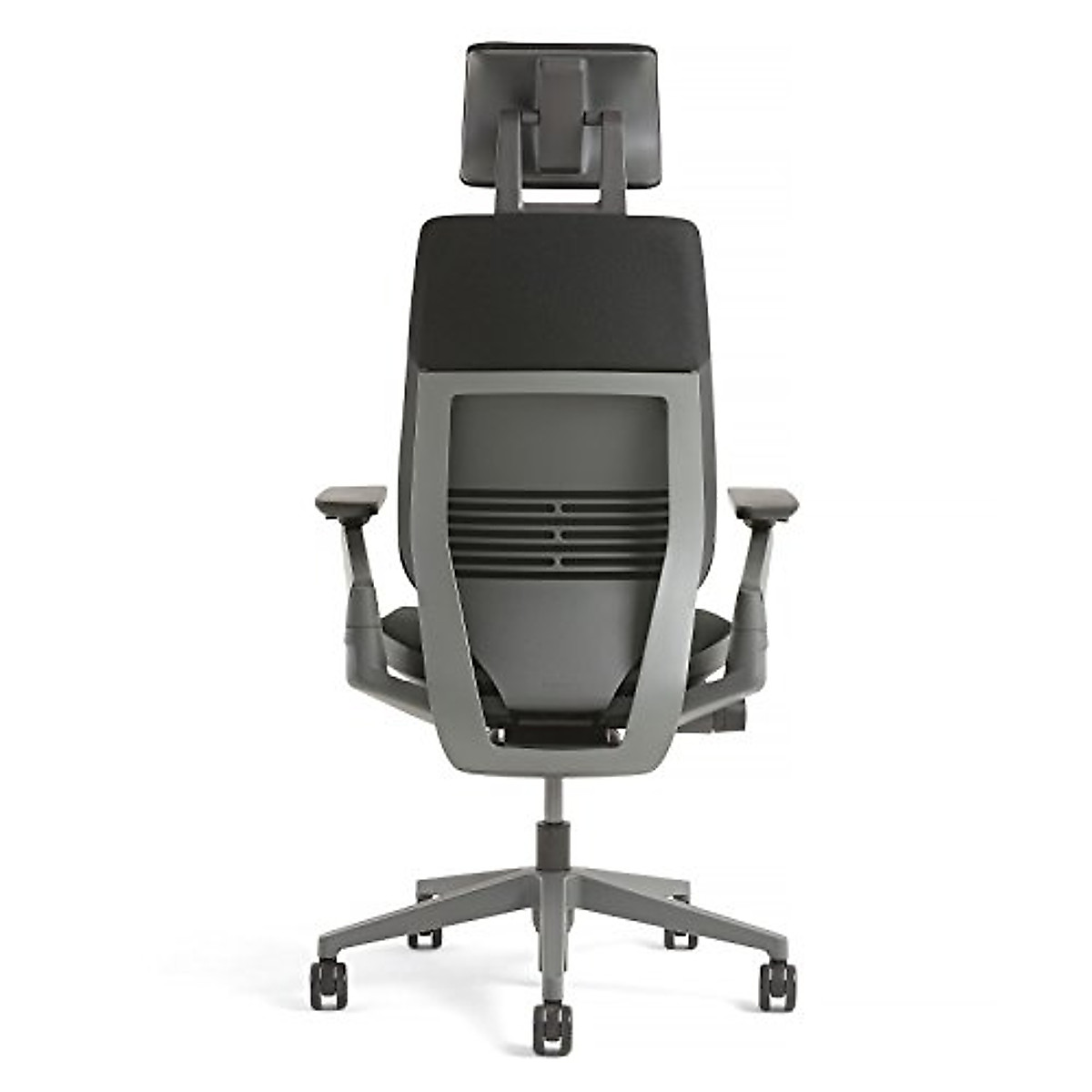 Steelcase Gesture Office Desk Chair with Headrest Plus Lumbar Support Cogent Connect Licorice 5S26 Fabric High Black Frame