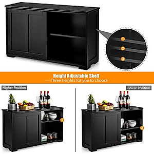 Safeplus 42" Compact Buffet Sideboard with Sliding Wooden Doors and Adjustable Shelf