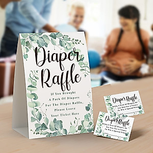 Diaper Raffle Tickets for Baby Shower Sign，Baby Shower Invitations with Diaper Raffle Cards - Baby gender neutral tickets(1 Sign with 50 Raffle Tickets) Toctose022
