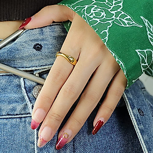 Jude Jewelers Stainless Steel Irregular Shape High Polished Classic Simple Plain Wedding Band Ring (Gold, 9)