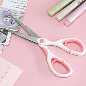 Multipurpose Pink Scissors Ergonomic Comfort-Grip Shears Stainless Steel 6.9 Inches Office Scissors for Fabric Cutting, Home, Leather Arts Crafts Scissors (Pink)