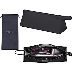 Pu Leather Travel Case Compatible with Dyson Airwrap Styler/Shark Flexstyle, Portable Carrying Case for Dyson Supersonic Hair Dryer, Shockproof Protection Organizer Bag Travel Storage Bag, Black