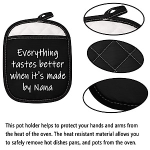 Everything Tastes Better When It's Made by Nana Pot Holder Grandma Pot Holder Gift for Nana (Made by Nana Red)