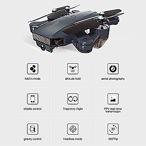 INDYAH Foldable 720P High-Definition Camera Drone,-Key Return to Home, Remote Control Aircraft with Real-Time Image Transmission Function/Denim Blue/30W