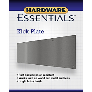 Hardware Essentials 852744 Aluminum Non-Magnetic, Screw-In, Door Kick Plate 8" x 34" Pewter Finish