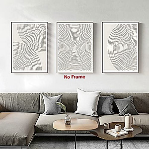 Minimalist Circle Geometric Line Art Boho Wall Art Set of 3 Neutral Abstract Canvas Painting Pictures Boho Prints Wall Art Unframed Artwork Posters for Bedroom Living Room Decor 16x24inch No Frame