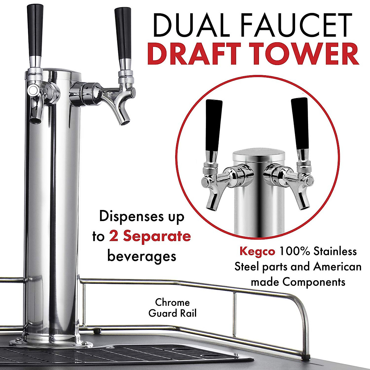 Kegco Kegerator, Dual Tap, Stainless Steel