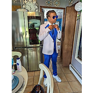 Royal Blue Tux for Men for Wedding Slim Fit 3 Piece Suit One Button Prom Suits Blazer Vest & Trousers