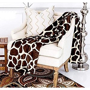 Home Must Haves Ultra Soft Micro Plush Warm Cozy Premium Flannel Bed Sofa Couch Picnic Blanket (Queen 80"x80", Giraffe Skin Print)