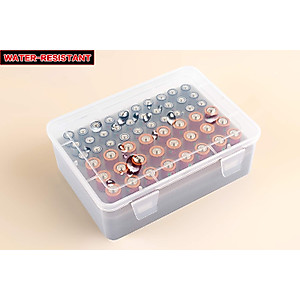 Battery Organizer Storage Box, Garage Case Holder for 24* AA, 30* AAA Batteries (Bag Not Include Batteries Pack)-White