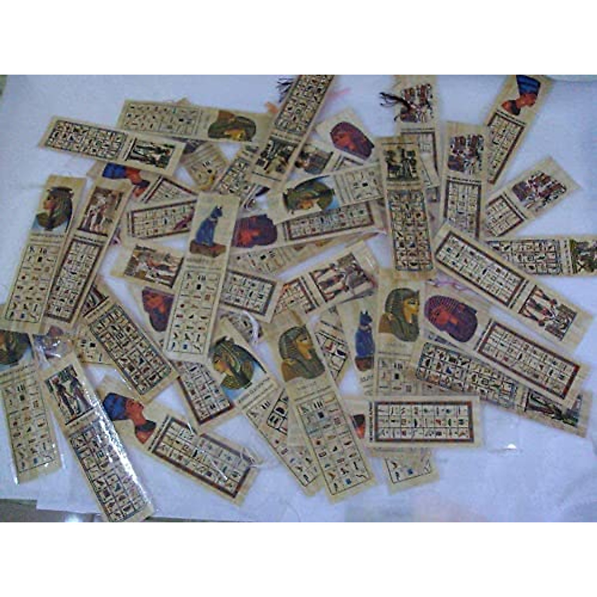 Set 20 Large Egyptian Bookmarks Book Marks Papyrus Paper 7"x2" (18x5 cm) Original Handmade Hand Painted Painting Hieroglyphic Ancient Pharaoh Alphabets Papyri Sheets Art Educational School History