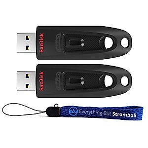 SanDisk Ultra 512GB USB 3.0 Flash Drive (Bulk 2 Pack) Works with Computer, Laptop, 130MB/s 512 GB PenDrive High Speed Memory Storage (SDCZ48-512G-U46) Bundle with (1) Everything But Stromboli Lanyard