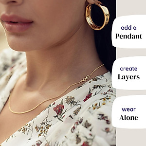 KISPER Gold Cable Link Chain Necklace – Thin, Dainty, Gold-Plated 925 Sterling Silver Jewelry for Women & Men with Lobster Claw Clasp – Made in Italy, 20"