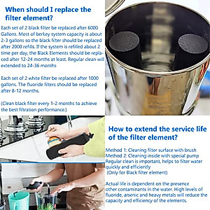 Water Filter Replacement for Berkey Water Filter, 2 Activated Carbon Filters and 2 Fluoride Filters Compatible with Purifiers Berkey Gravity Water Filter System, Pack of 4