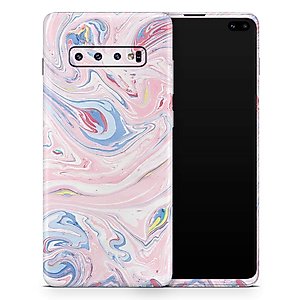 DesignSkinz Marbleized Pink and Blue Swirl V2123 Protective Vinyl Decal Wrap Skin Cover Compatible with The Samsung Galaxy S20 (Screen Trim & Back Glass Skin)
