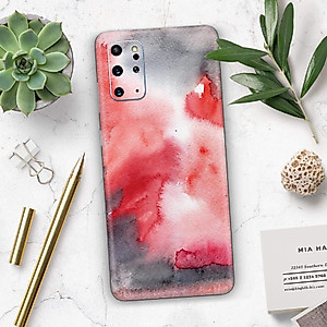 DesignSkinz Red Pink 3 Absorbed Watercolor Texture Protective Vinyl Decal Wrap Skin Cover Compatible with The Samsung Galaxy S20 (Screen Trim & Back Glass Skin)