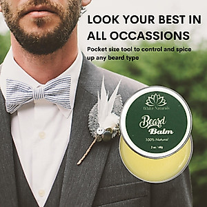 Organic Beard Balm, Styles, Strengthens & Softens Beards & Mustaches - Leave in Conditioner with Natural Argan Oil, Shea Butter, Vitamins and Wax Boost for Ultimate Shine