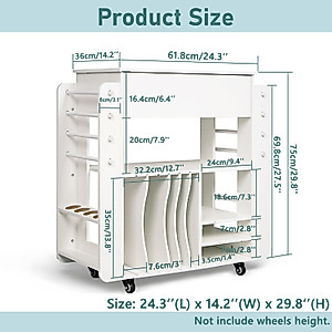 foiry Craft Organization and Storage Cart Crafting Cart Cabinet Workstation with Vinyl Roll Holder Compatible with Cricut Machine, Craft Organizer for Craft Room Home 24.3''x14.2''x29.8''