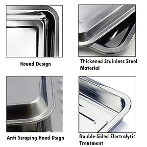 Tattoo Stainless Steel Tray - LEEYUKA 2PCS Stainless Steel Tattoo Tray Dental Medical Tray Piercing Instrument Tray Flat for Tattoo Machine Tattoo Kit Tattoo Supply