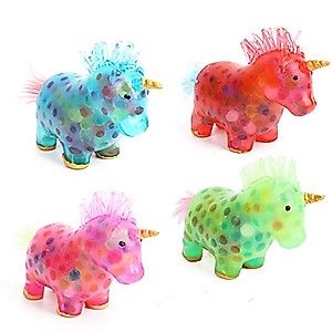 VOMAOK 4 Pack Unicorn Stress Balls Fidget Squishy Toys for Kids Boys Girls Christmas Stocking Stuffers Gifts (Unicorn)
