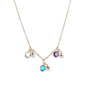 MignonandMignon Birthstone Personalized Initial Necklace Mother's Day Gift from Daughter Customized Jewelry May Birthday Friends Family Birth Stones For Grandma - BSN-H-L-D