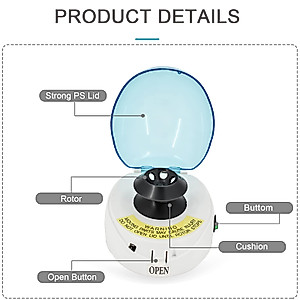 Mini Centrifuge Machine 𝟒𝟎𝟎𝟎𝐫𝐩𝐦, Mini Portable Desktop Centrifuge Laboratory, 110V Lab Benchtop Centrifuge, 2 Rotors for 2ml/1.5ml/0.5ml/0.2ml Centrifuge Tubes