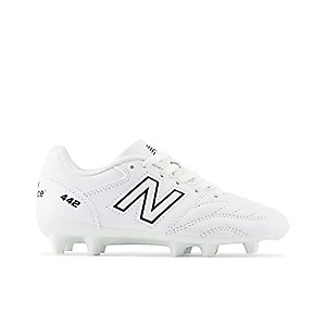New Balance Boy's 442 V2 Academy FG Junior Soccer Shoe, White/Black, 2.5 Little Kid