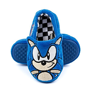 Sonic The Hedgehog Slippers Kids Plush Embroidered Face 3D Character Shoes 13.5 US Big Kid
