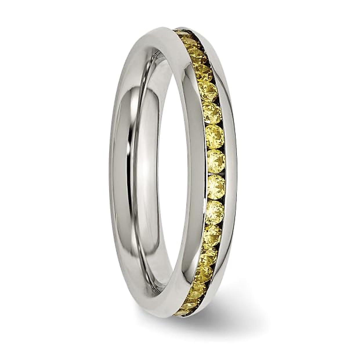 IceCarats Stainless Steel 4mm Yellow Cubic Zirconia CZ Ring November Birthstone Jewelry Size 8