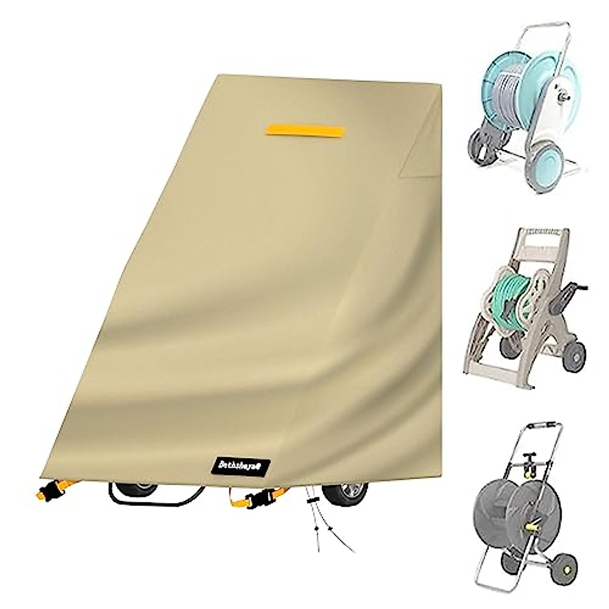 Bethshaya Veranda Patio Free Standing Portable Garden Hose Reel Cover,Waterproof, Dustproof and Sun-Proof Protect Your Hose Reel and prolong its Life(26"W x25"D x 35"H)