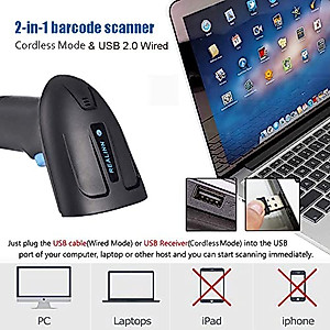 REALINN Wireless 2D QR Barcode Scanner Rechargeable Automatic Hanheld Code Reader Dustproof Waterproof Shockproof Fast and Precide for Mobile Payment, Store, Supermarket, Warehouse