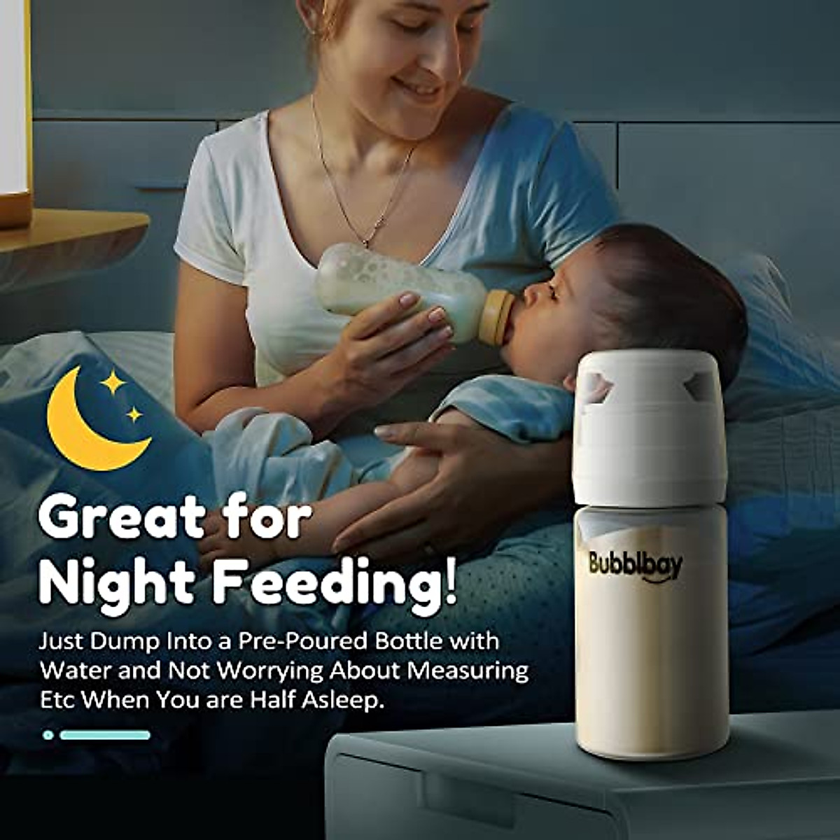 Bubblbay Portable Baby Formula Dispenser On The Go One-Press Formula Container for Travel & Night Feeding Easy Clean Baby Milk Powder Dispenser