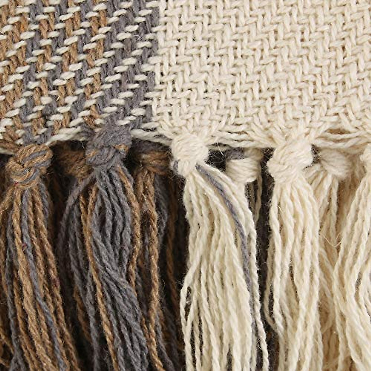 DII Farmhouse Woven Throw, 50x60 with 3" Fringe, Stone, 1 Piece