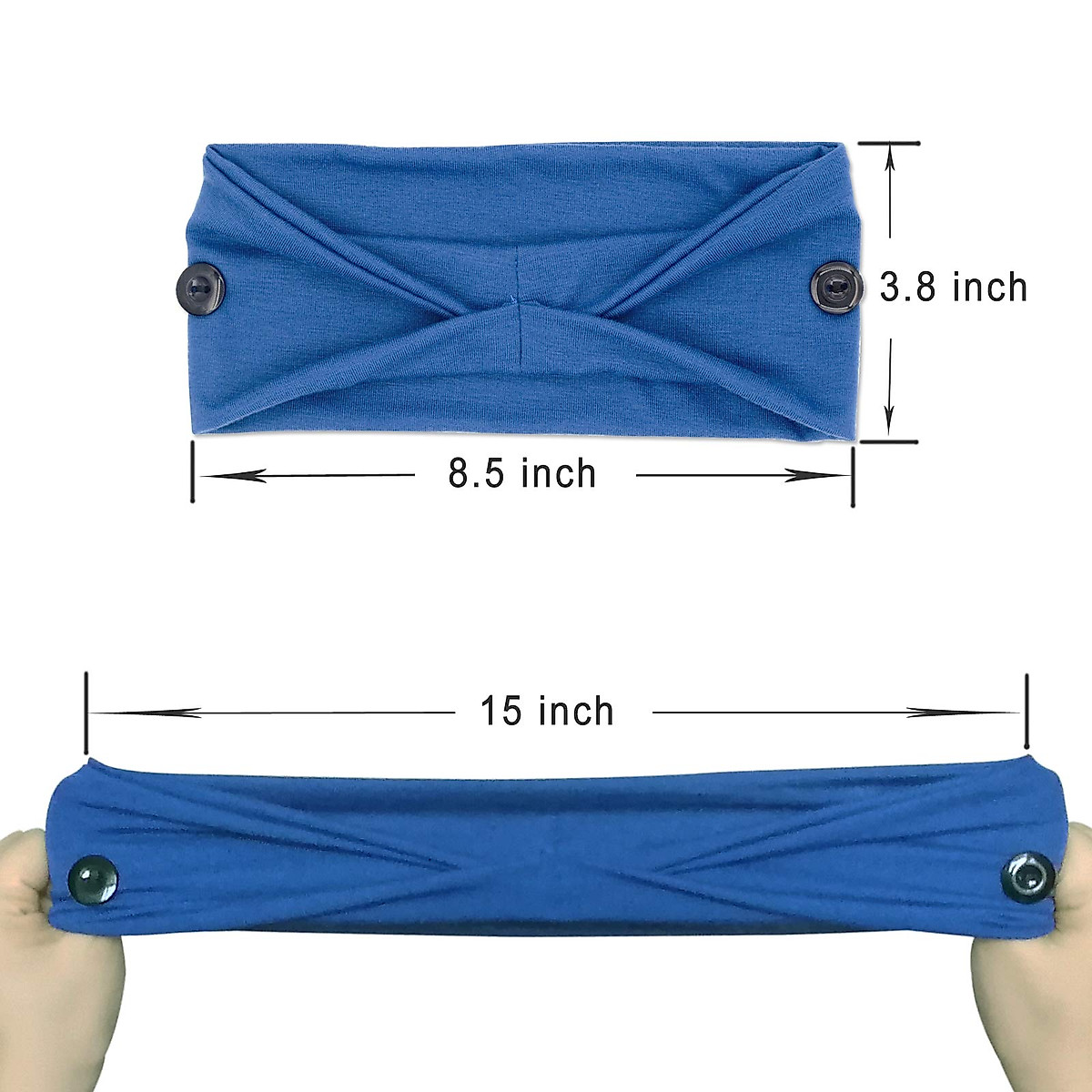 YONUF Headbands for Women Girls Nurses Doctors with Buttons Elastic Yoga Hair Bands Accessories Non Slip 4 Pcs