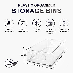 Cabinet Pantry Organizers and Storage Set of 4 - Kitchen Cabinet Counter Organizer and Storage - Truly Stackable Kitchen Organization Storage Bin - Clear Pantry Storage Bins