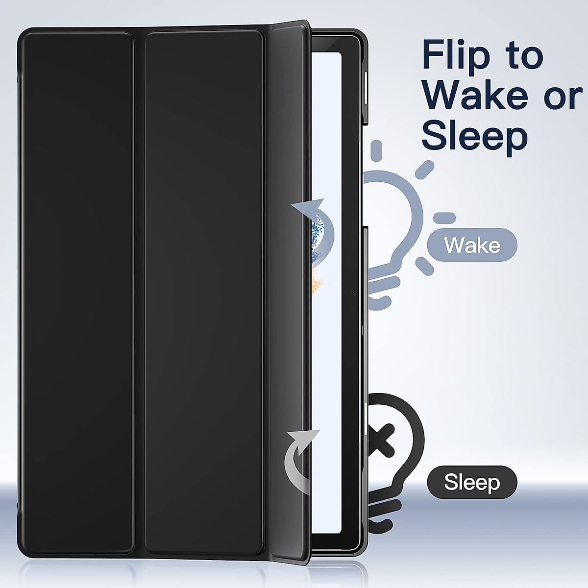 JETech Case for Samsung Galaxy Tab A8 10.5-Inch 2022 (SM-X200/X205/X207), Slim Translucent Back Tri-Fold Folio Stand Protective Tablet Cover, Auto Wake/Sleep (Black)