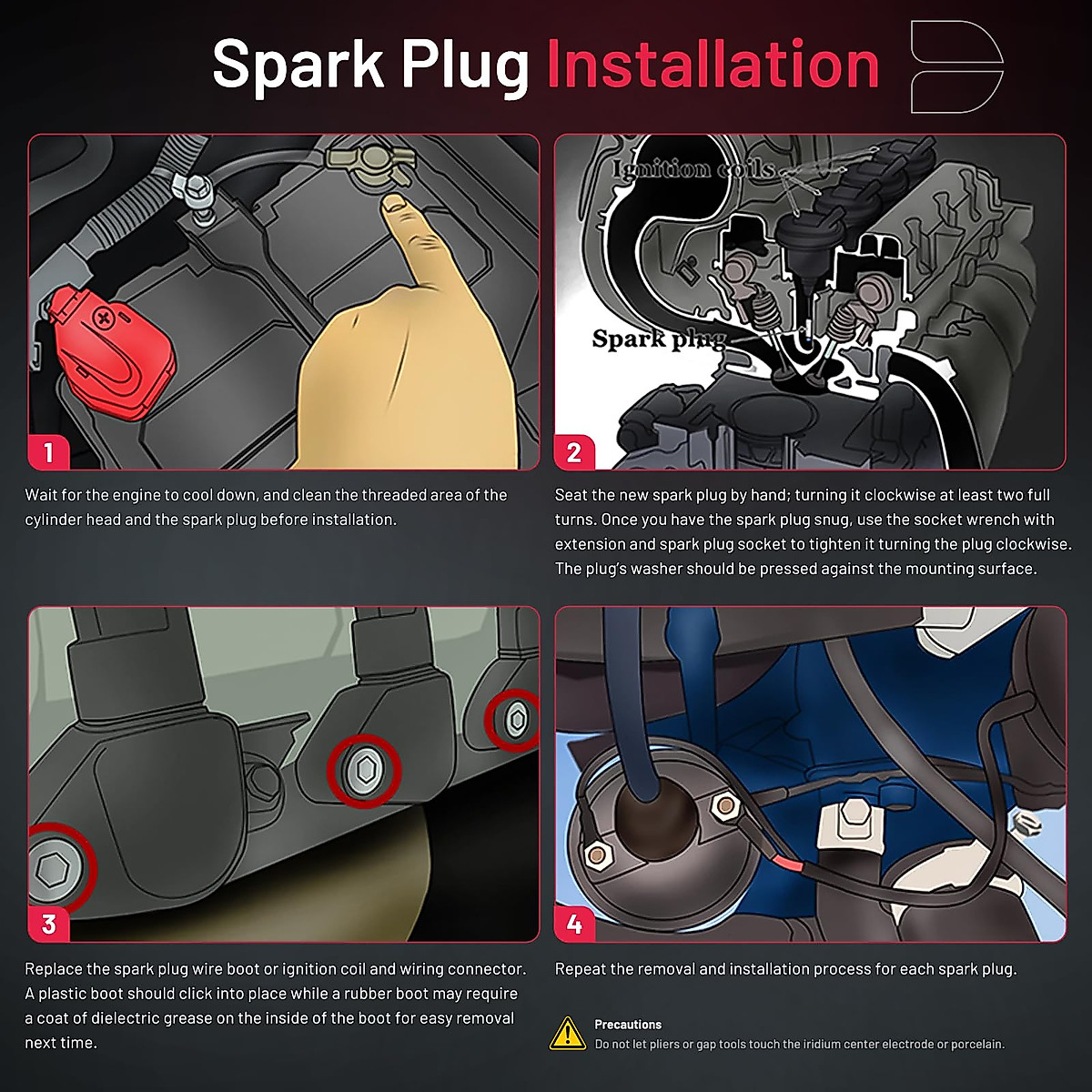 BDFHYK Set of 6 Iridium Spark Plug Compatible with Acura BMW Dodge Honda Jeep Mazda Ram 2.3L 2.5L 3.0L 3.2L 3.5L 3.7 L6 V6 Engine Replacement for 5358 ZFR6FIX-11 6441