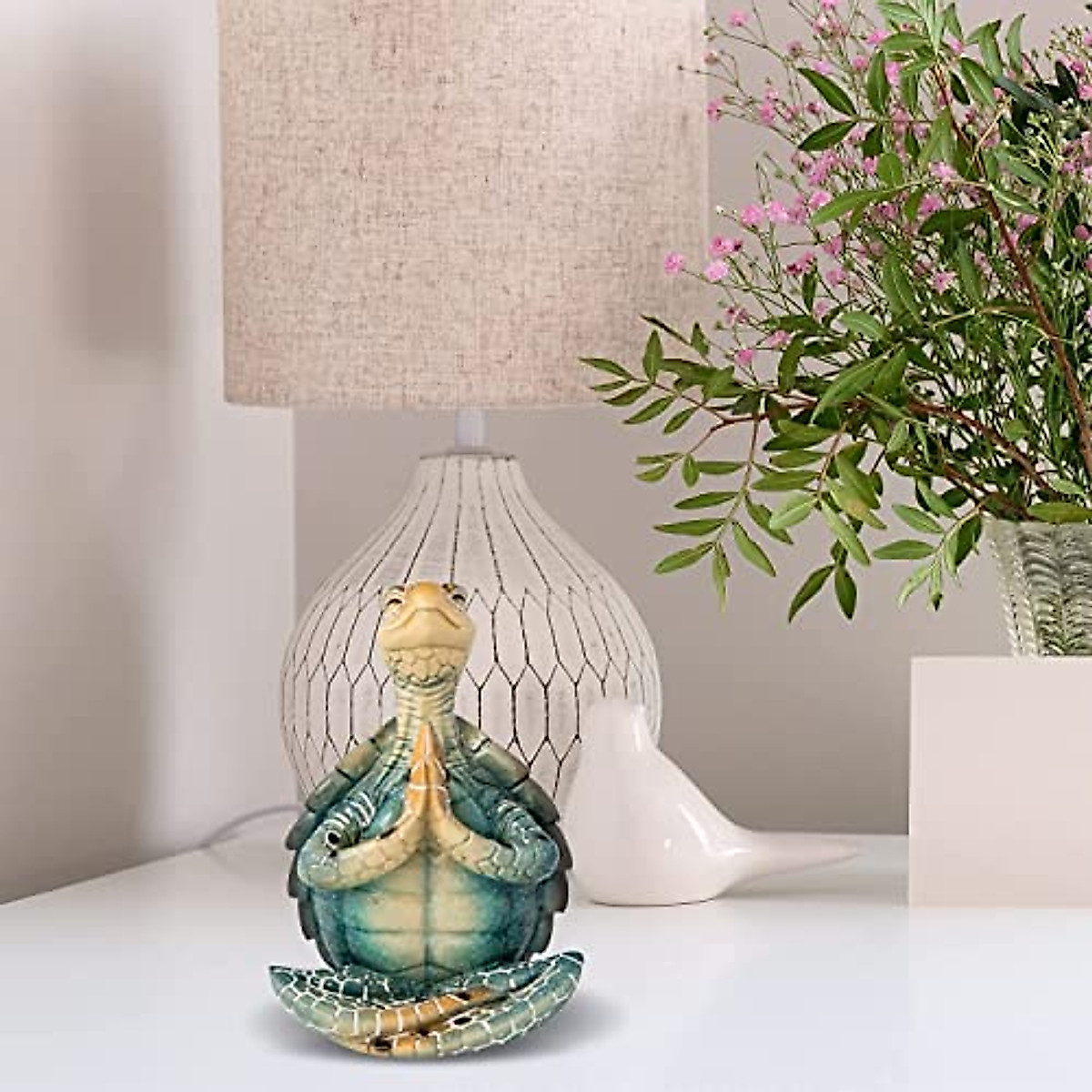 Sea Turtle Yoga Figurine Turtle Meditating Coastal Beach Home Decor 6 1/2 in x 4 1/2 in (Prayer)