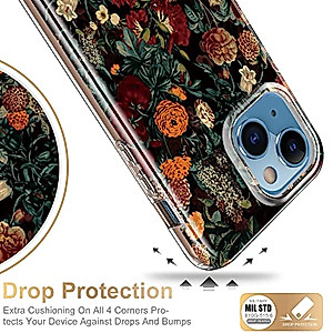 Esdot iPhone 13 Case with Built-in Screen Protector,Military Grade Rugged Cover with Fashionable Designs for Women Girls,Protective Phone Case for Apple iPhone 13 6.1'' Flower Garden