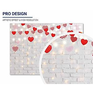 Allenjoy 82" x 59" Love Sweet Heart Valentine's White Brick Wall Backdrop Photography Glitter Mother's Day Baby Bridal Shower Kid Birthday Party Decor Banner Background Photo Booth Prop