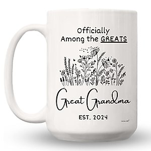 Vivulla68 Ceramic Mug - Great Grandma 2024, 425.243g, Microwave Safe, for Hot Drinks, Mother's Day, Pregnancy Announcement Gift
