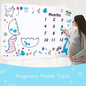 CO - CREA Monthly Milestone Blanket for Baby Boy & Girl - Premium Flannel New Born Set, Personalized Baby Receiving Blankets Unisex, Nursery Decor Essentials Photo Props for Newborn 60" X 40"