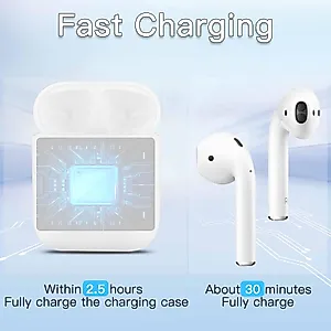 OLEBAND Replacement Airpods 2 and 1 Charging Case,Easy to Pair Your Air pods 1st and 2nd Generation Earbuds with Pairing Button,Support Wired and Wireless Charging,iPods Gen 2 and 1,1 Year Warranty