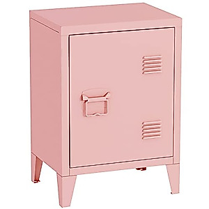 MIOCASA Nightstand Modern End Side Table Steel Bedside Storage Cabinet with Shelf Easy Assembly for Living Room Bedroom (Pink)