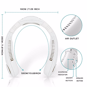 Kapkon Portable Hands Free Bladeless Neck Fan,Wearable Personal Air Conditioner Fan Built-in Refrigerating Chip,4000 mAn Battery Operated Personal Neck Fan, USB Rechargeable