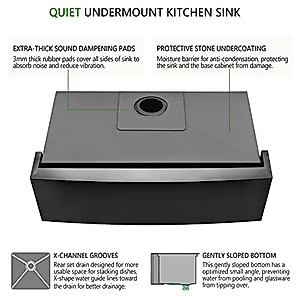 33 Black Undermount Workstation Kitchen Farmhouse Sink-Swifthorse 33x22 Gunmetal Black Stainless Steel Kitchen Sink, 16-Gauge Undermount Deep Single Bowl Kitchen Sink With Apron Front