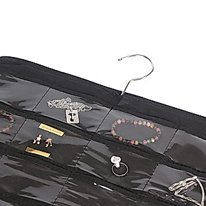 3 Pack Hanging Jewelry Organizer with 80 Pockets Jewelry Storage for Earrings Necklace Bracelet Ring Accessory, Black