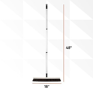 Horse Hair Broom, Broom for Hardwood Floors 18" Horsehair Swivel Kitchen Broom, Soft Bristle Broom with 48" Handle