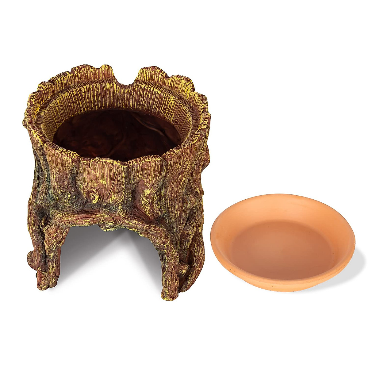 REPTIZOO Reptile Hide Cave Resin Moisture Keeping Reptile Cave with Clay Water Basin Humidifying Help Shedding for Reptile Amphibians Leopard Gecko