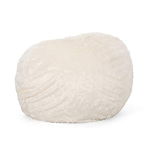 Christopher Knight Home Schley 5 Foot Bean Bag - Short Faux Fur - White